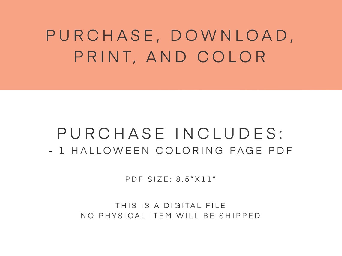 Halloween Coloring Page Printable, Spooky Activity Sheet, Fall ...