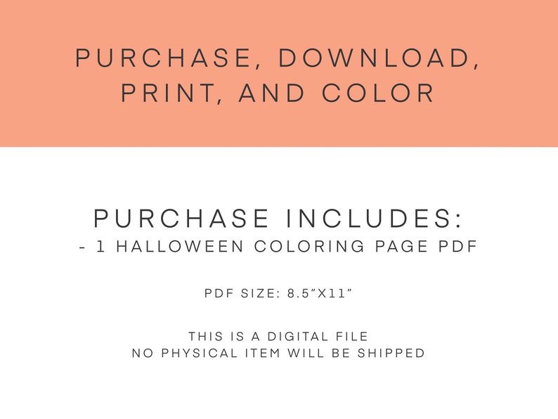 Halloween Coloring Page Printable Spooky Activity Sheet Fall - Etsy