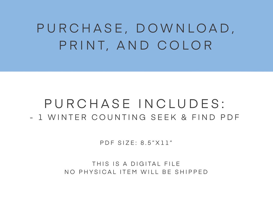 Winter Counting Seek and Find Coloring Page Printable, Snow I Spy Math ...