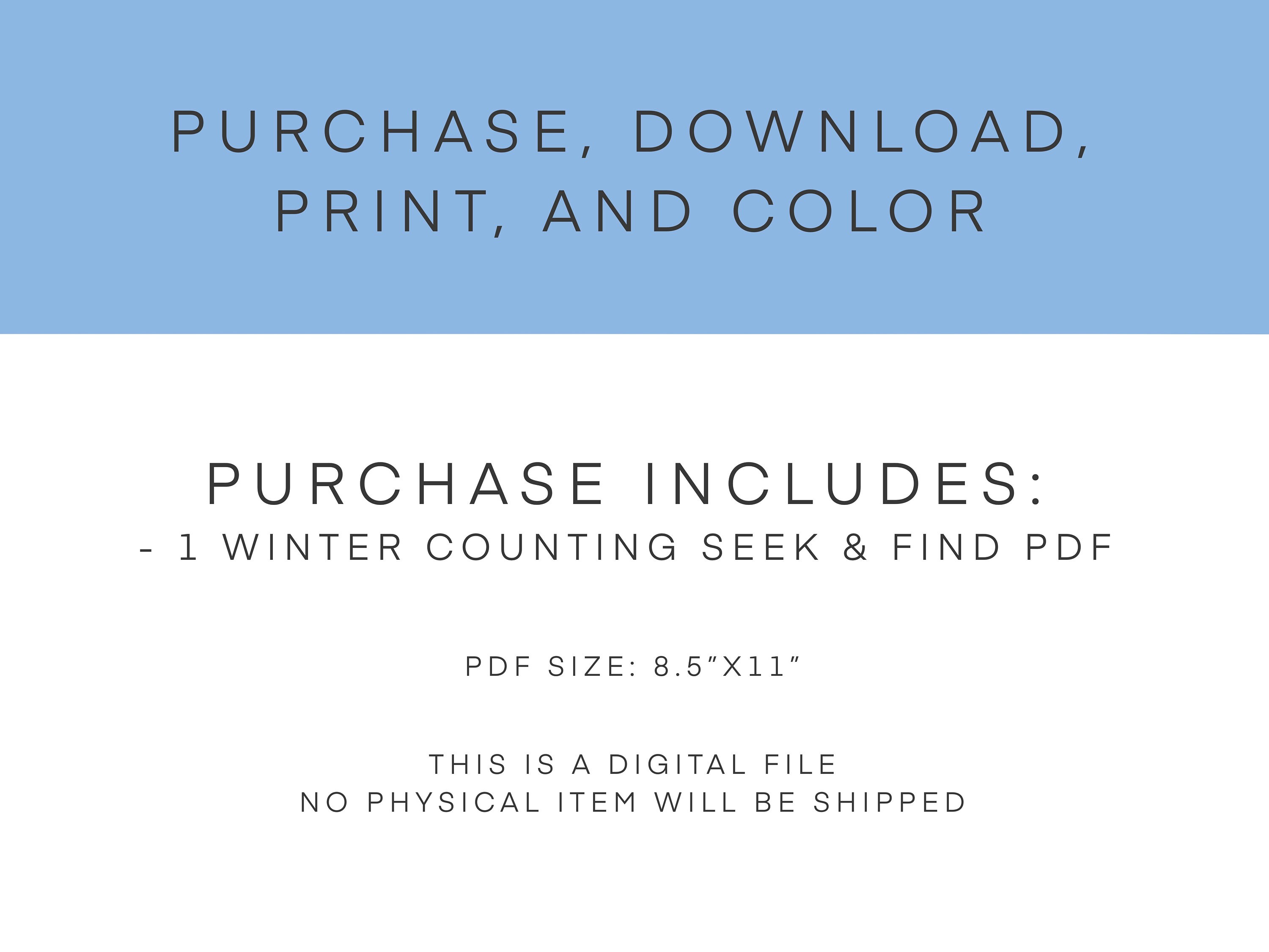 Winter Counting Seek and Find Coloring Page Printable, Snow I Spy Math ...