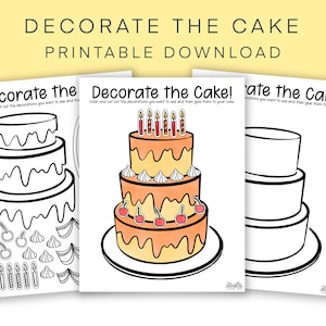Decorate the Cake Activity for Kids, Cut and Paste Craft, Printable ...