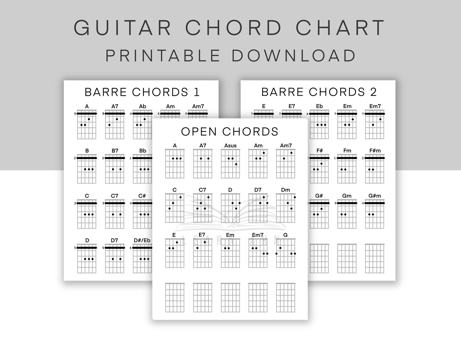 Guitar Chord Chart Printable Download, Printable PDF, Beginner Guitar ...
