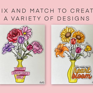 Flower Bouquet Valentine Craft for Kids, Cut and Paste Valentine's Day ...