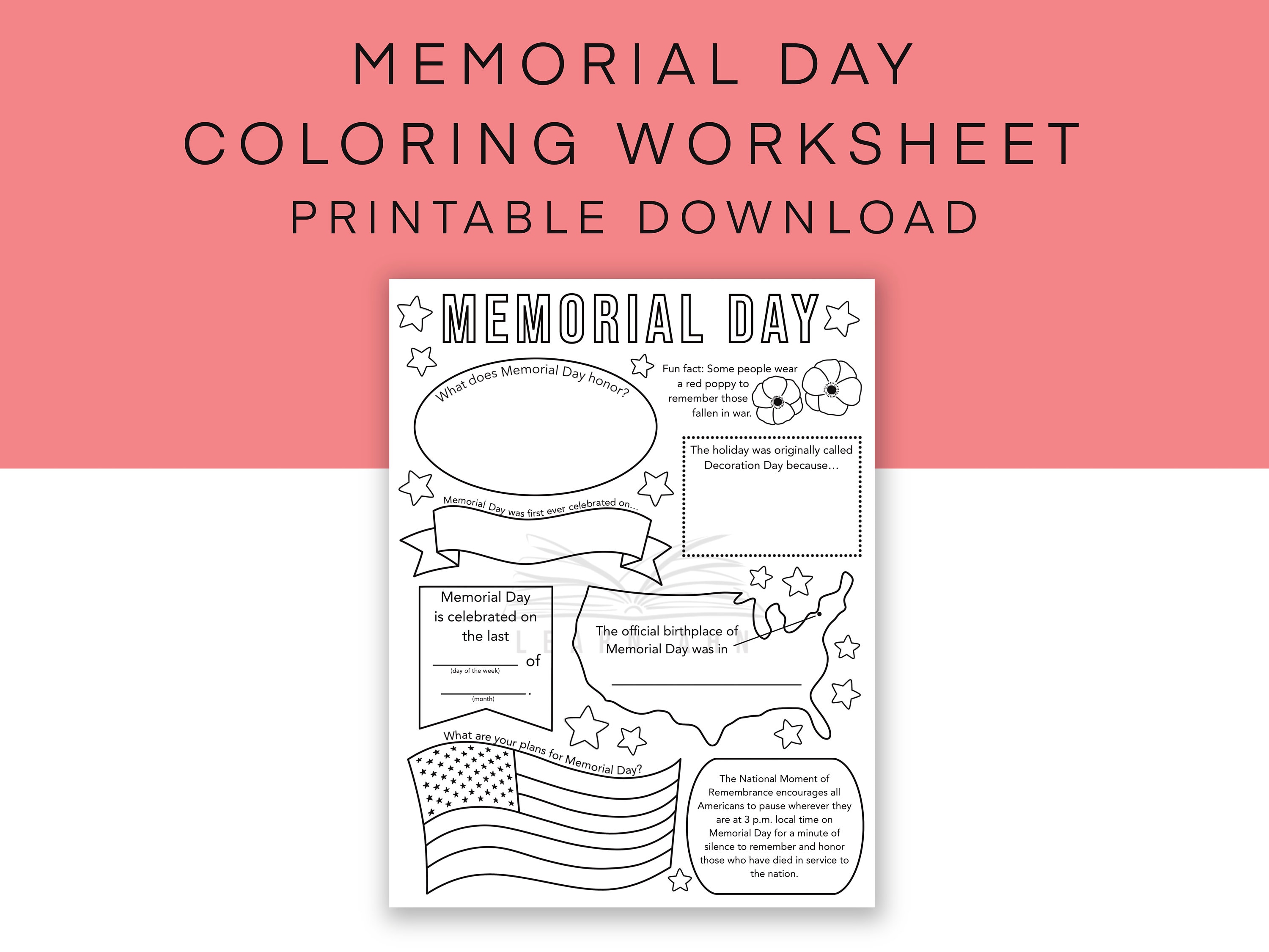 Memorial Day Worksheet, Memorial Day Fill in the Blank Fact Sheet ...