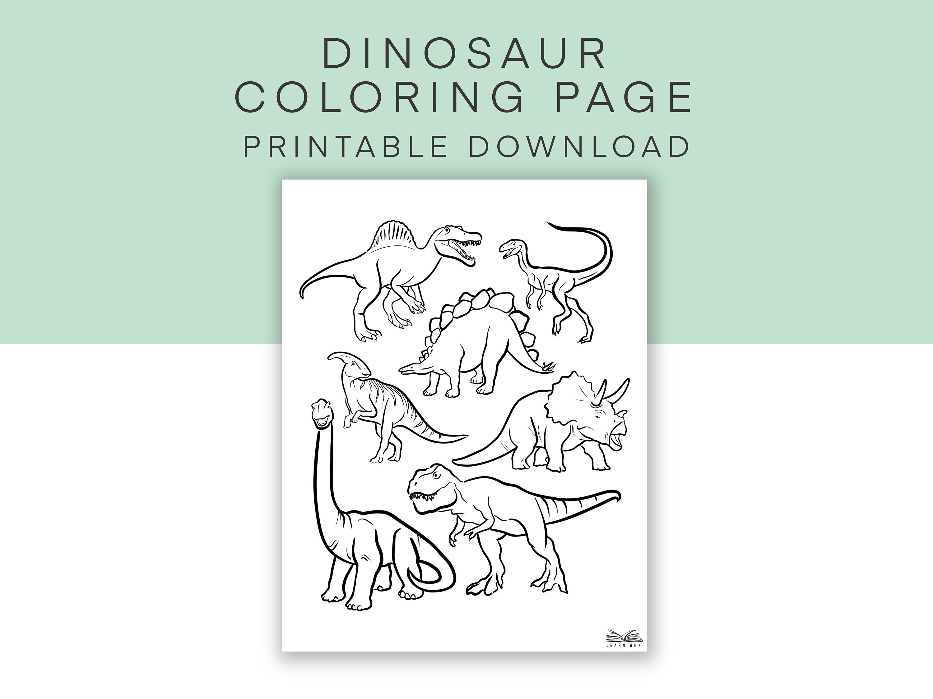 Dinosaur Printable Coloring Page Dinosaur Birthday Party - Etsy
