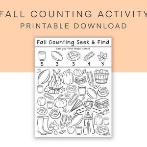 Fall Counting Seek and Find Coloring Page Printable Harvest I - Etsy