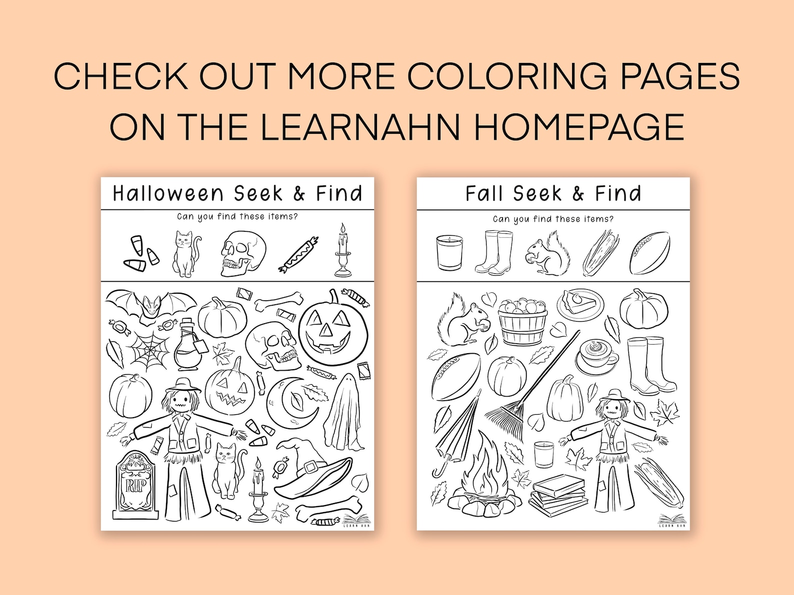 Fall Counting Seek and Find Coloring Page Printable Harvest I - Etsy
