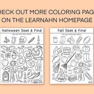 Fall Counting Seek and Find Coloring Page Printable Harvest I - Etsy