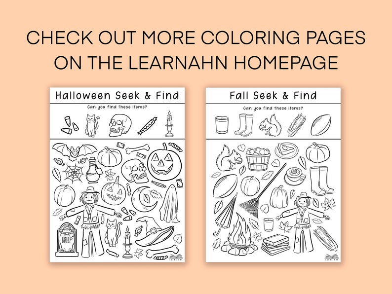 Fall Counting Seek and Find Coloring Page Printable Harvest I - Etsy