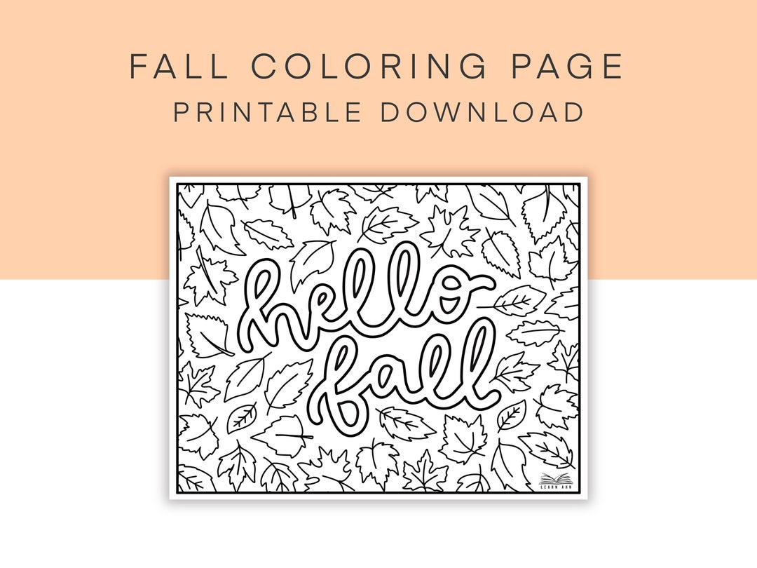 Fall Printable Coloring Page Autumn Leaves Activity Sheet - Etsy
