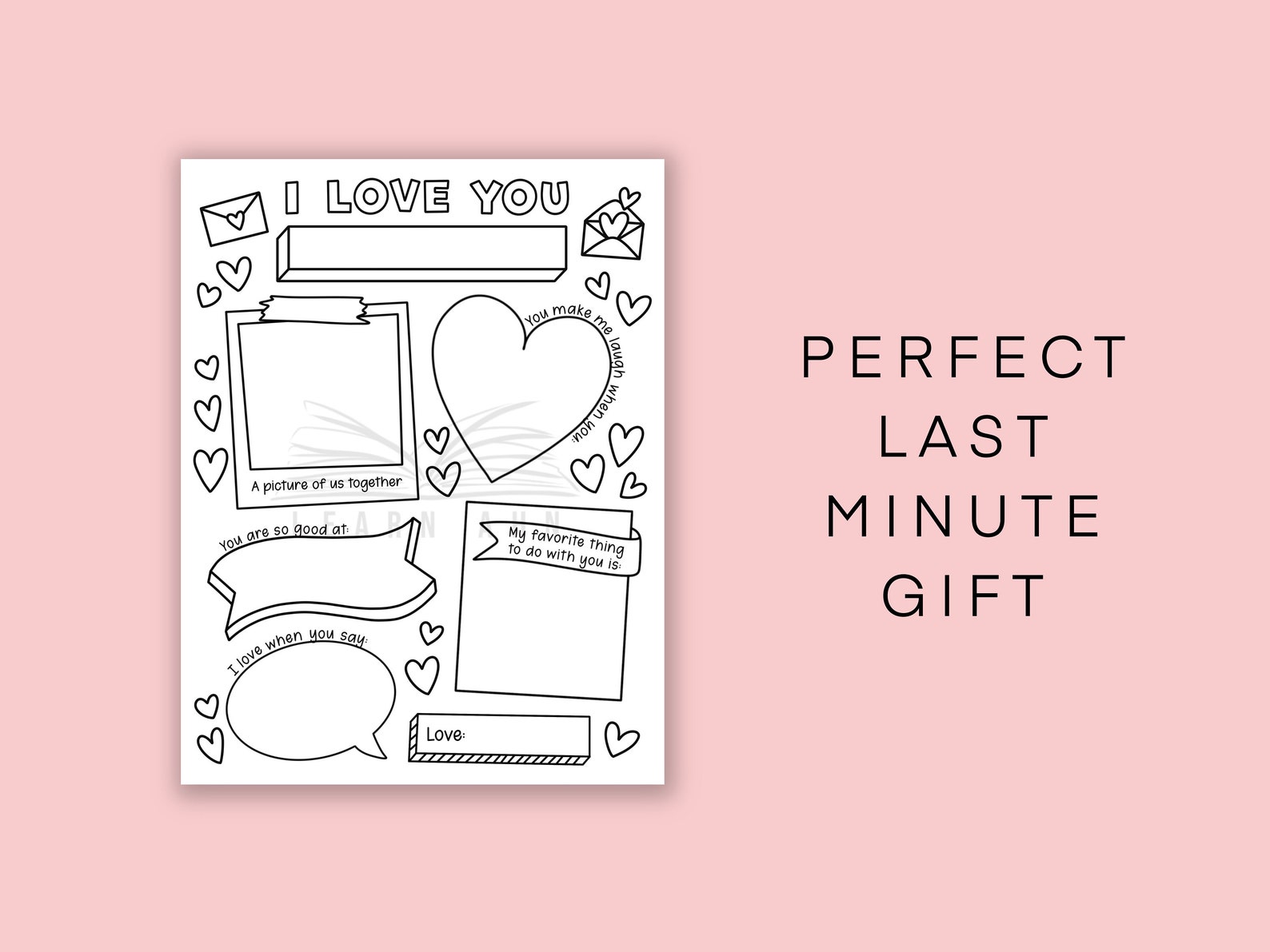 Valentine's Day Printable Worksheet, "i Love You" Fill in the Blank ...