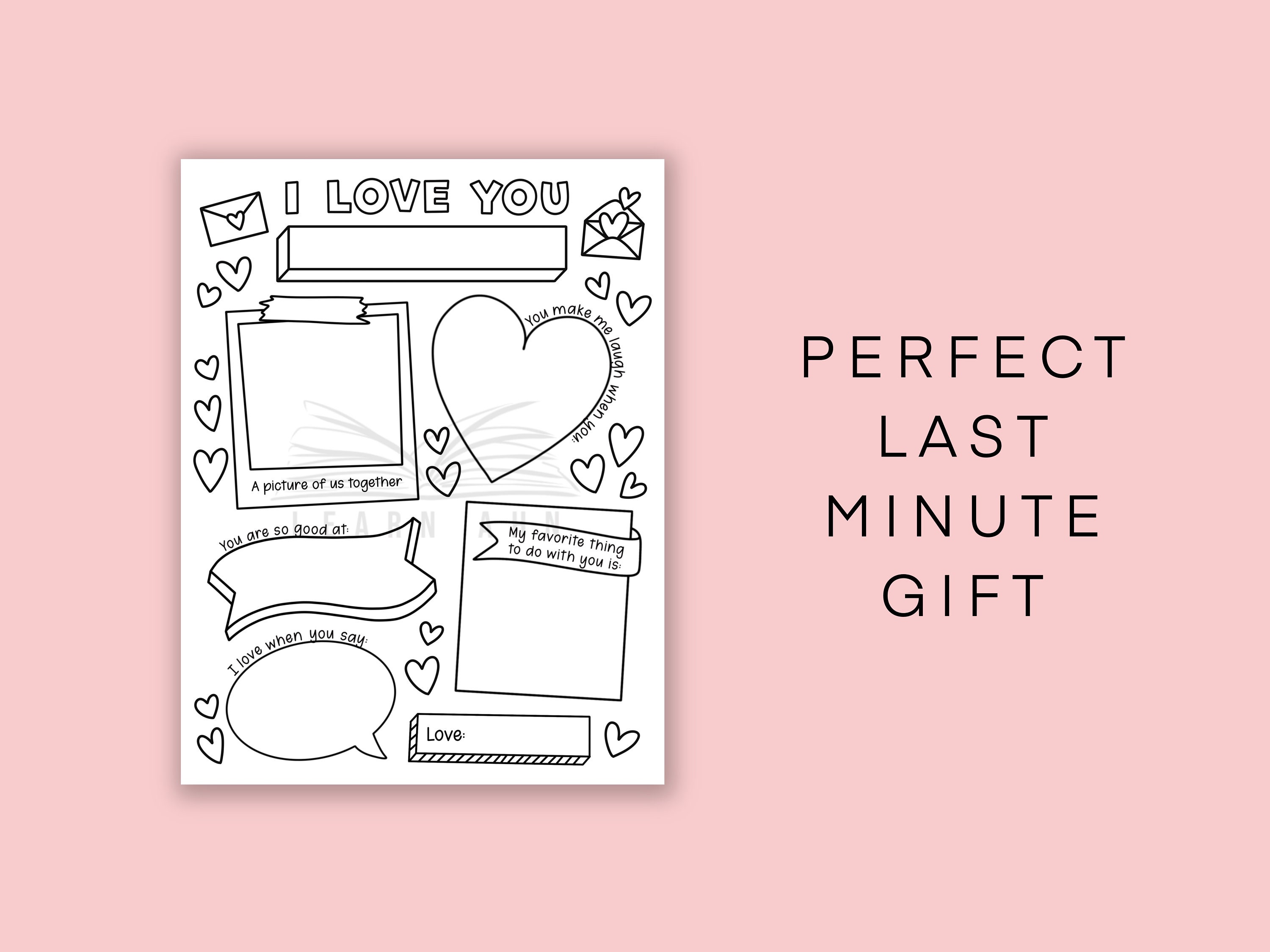 Valentine's Day Printable Worksheet, "i Love You" Fill in the Blank ...