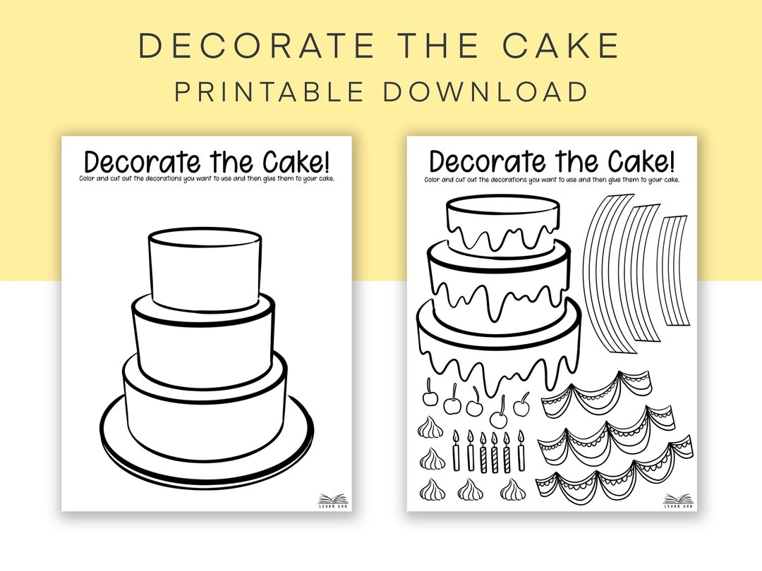 Decorate the Cake Activity for Kids Cut and Paste Craft - Etsy
