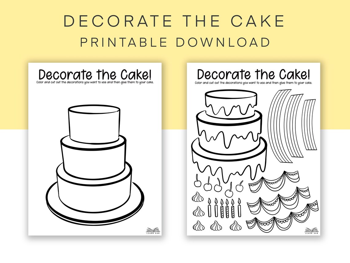 Decorate the Cake Activity for Kids Cut and Paste Craft - Etsy