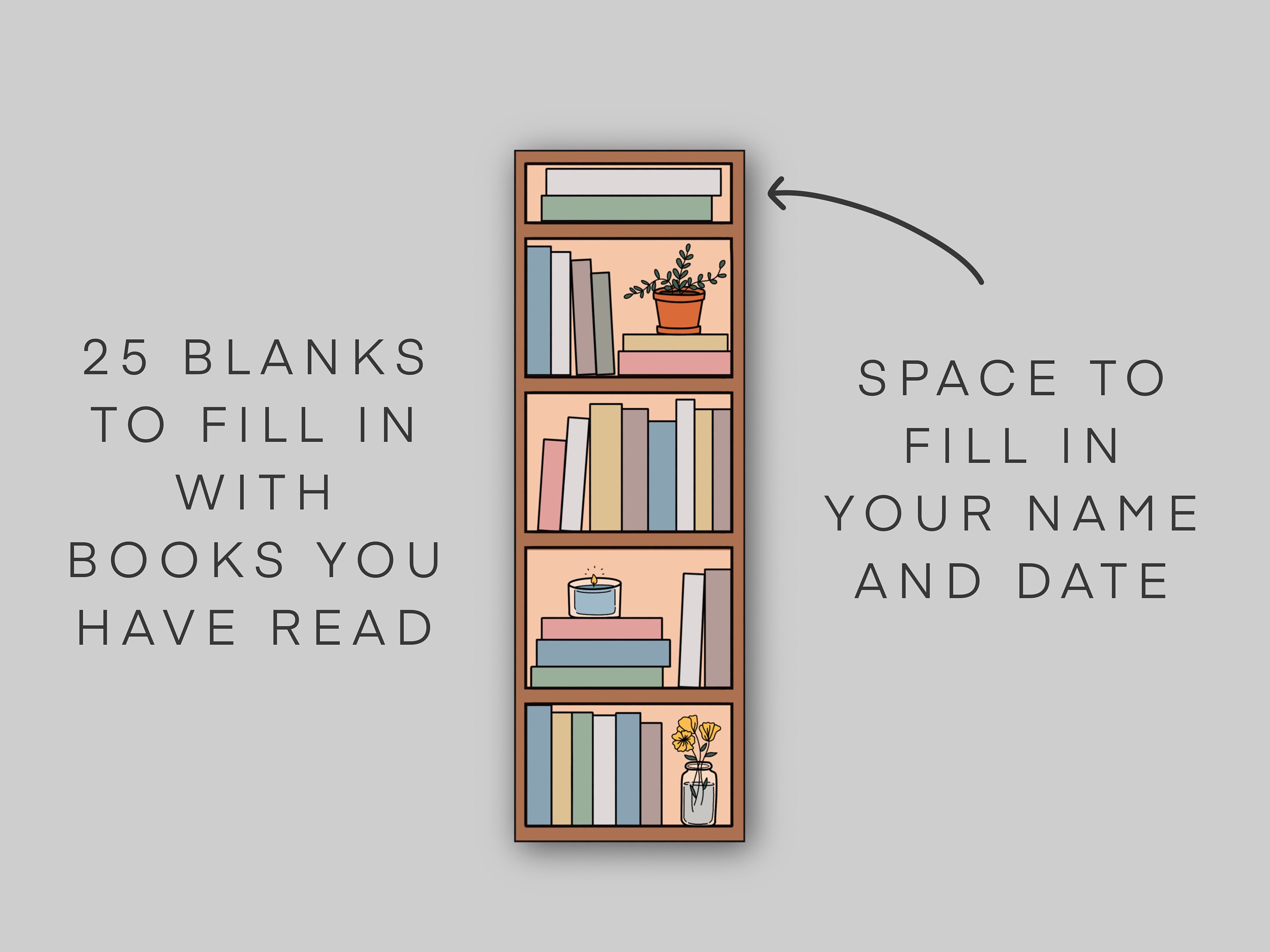 Printable Bookshelf Bookmark, Reading Log, Reading Tracker, Reading ...