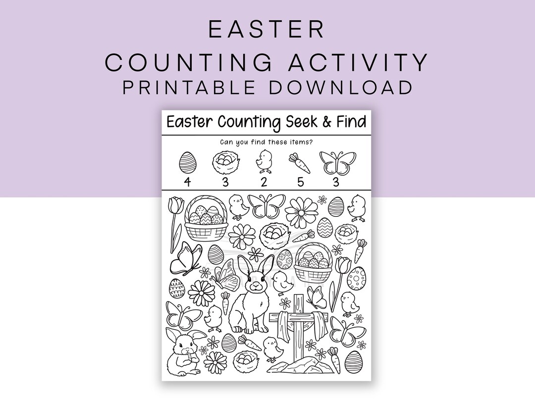 Easter Counting Seek and Find Coloring Page Printable, I Spy Math ...