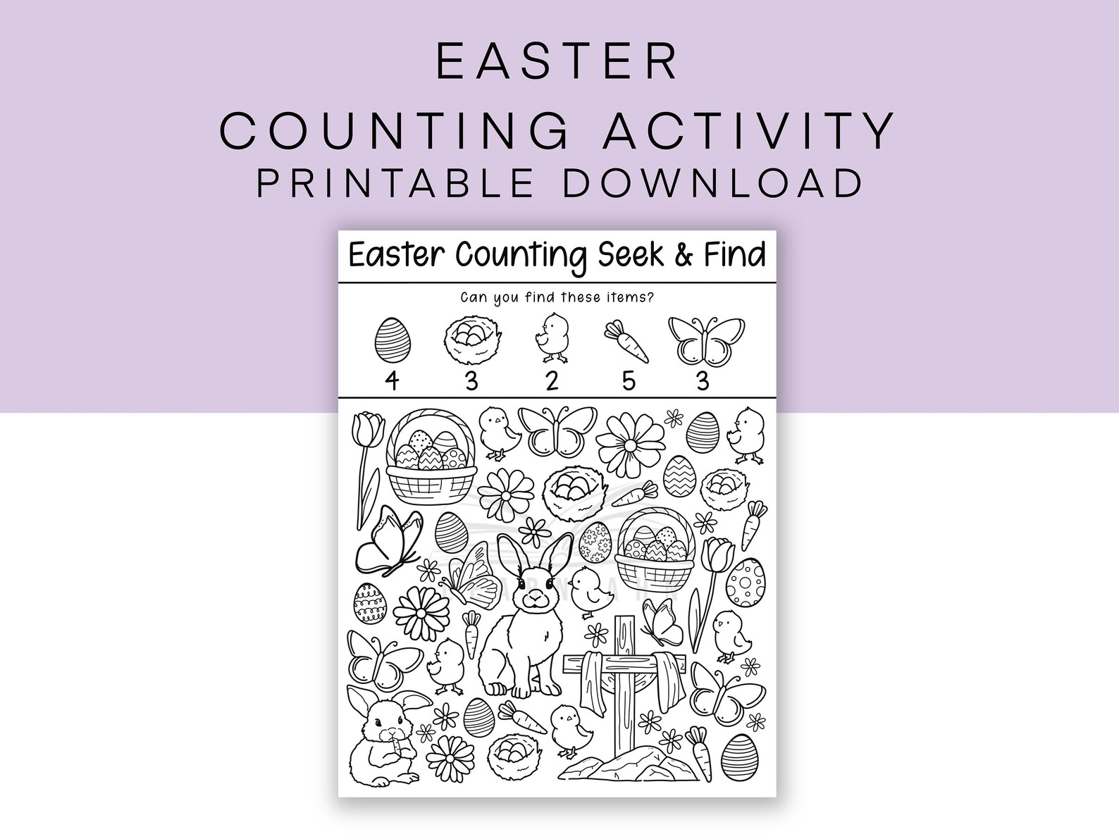 Easter Counting Seek and Find Coloring Page Printable, I Spy Math ...