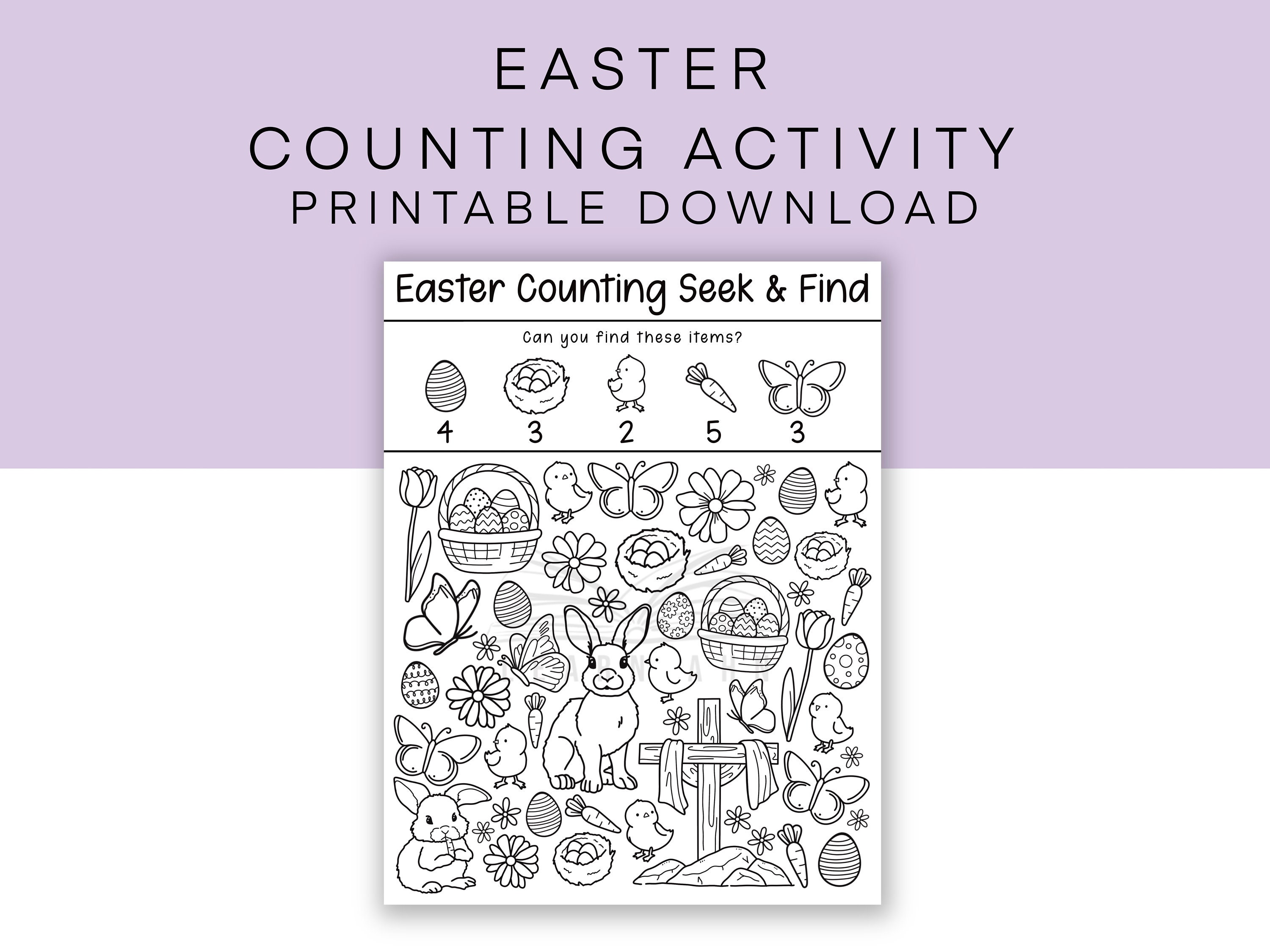 Easter Counting Seek and Find Coloring Page Printable, I Spy Math ...