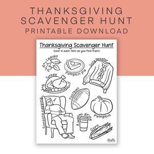 Thanksgiving Scavenger Hunt Coloring Page Printable Turkey - Etsy