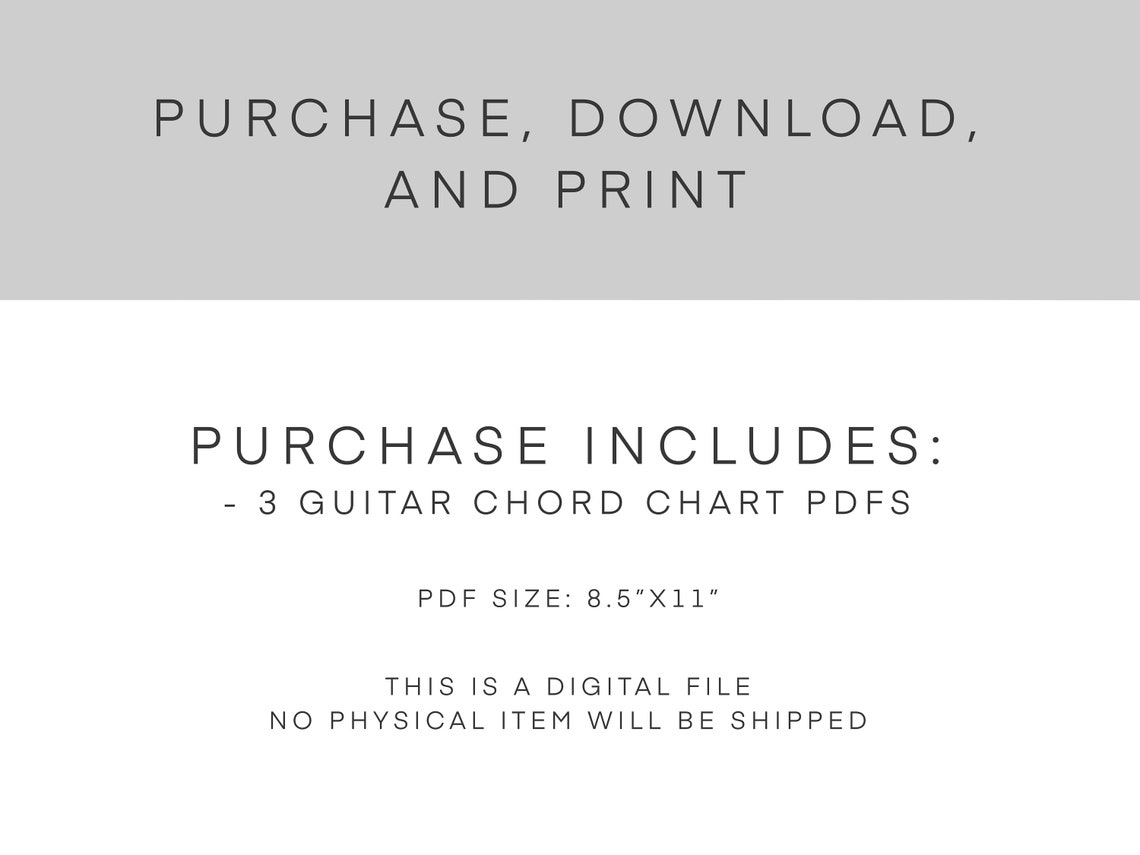 Guitar Chord Chart Printable Download, Printable PDF, Beginner Guitar ...