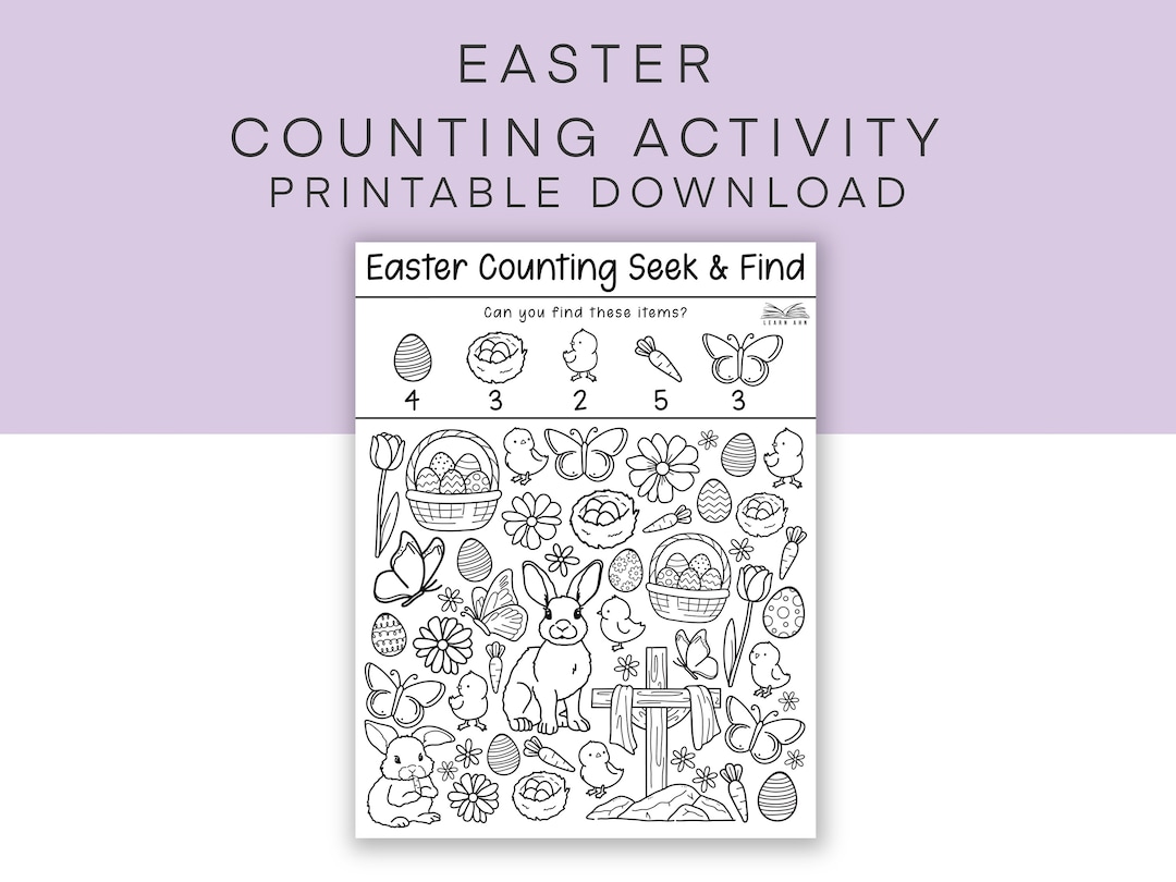 Easter Counting Seek and Find Coloring Page Printable, I Spy Math ...