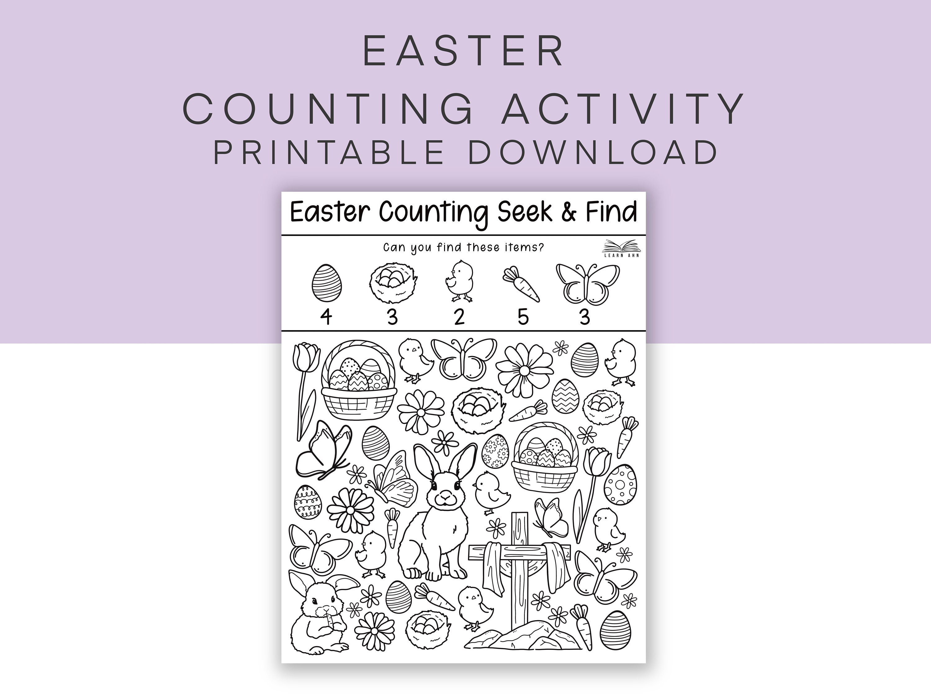 Easter Counting Seek and Find Coloring Page Printable, I Spy Math ...