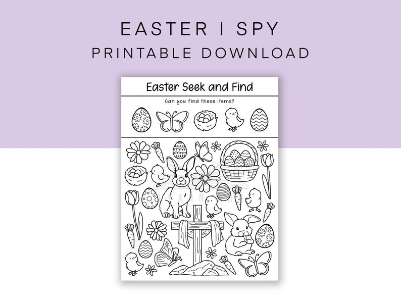 Easter Seek and Find Coloring Page Printable, I Spy Activity Sheet ...