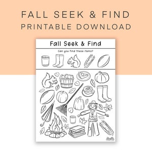 Fall Seek and Find Printable Coloring Page Autumn I Spy - Etsy