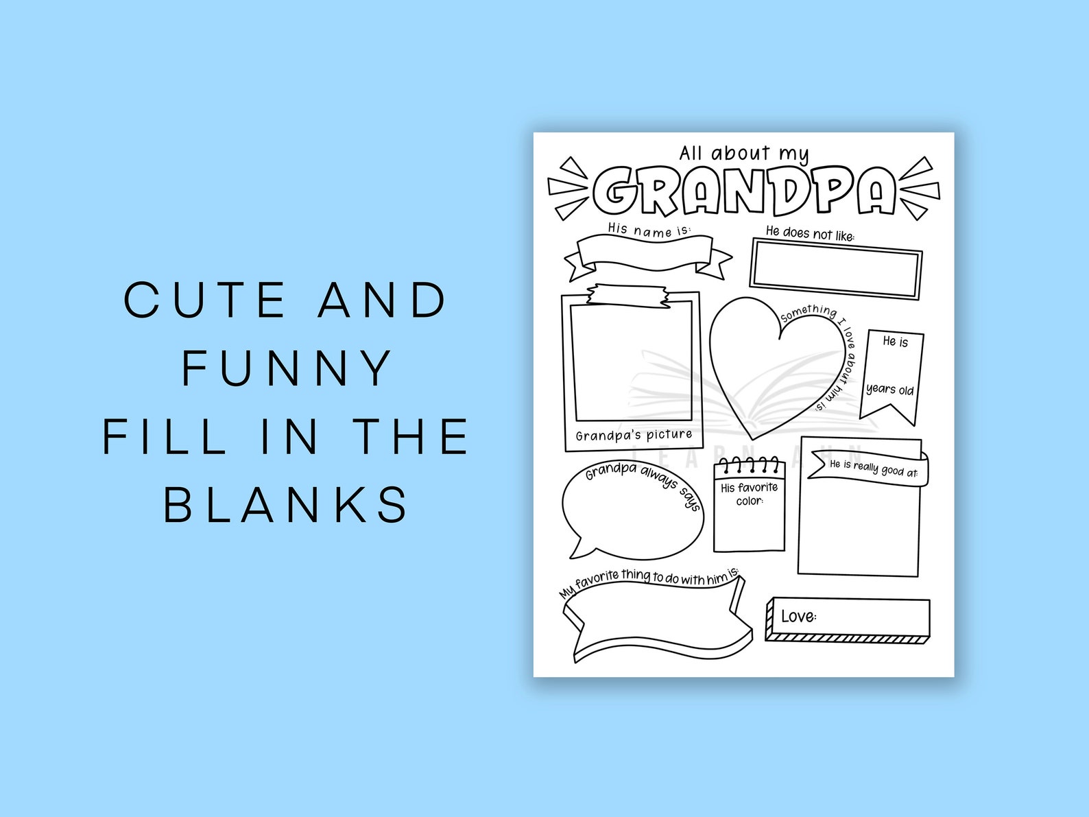 Grandparents Day Last Minute Gift, All About Grandpa Worksheet Activity ...