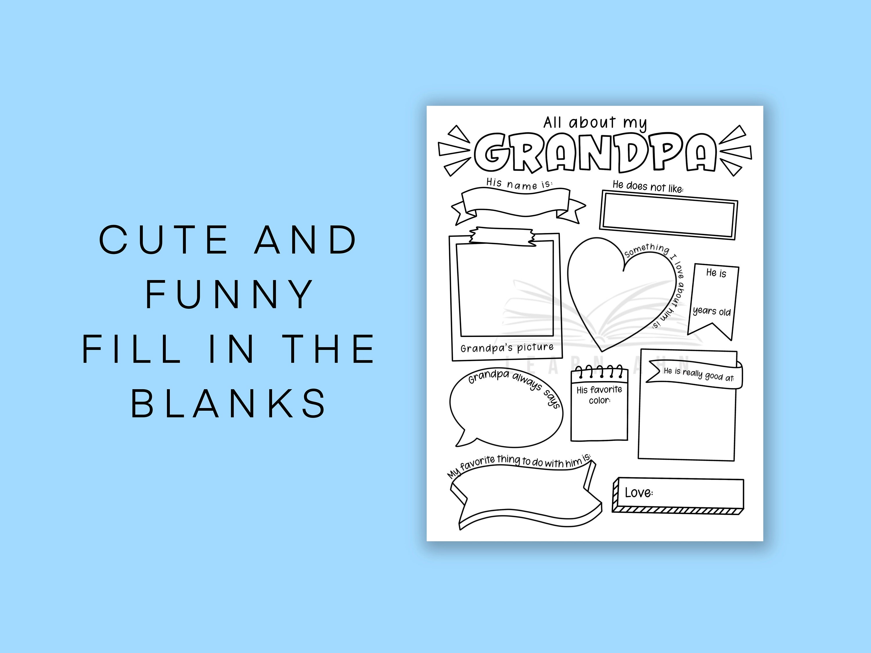 Grandparents Day Last Minute Gift, All About Grandpa Worksheet Activity ...