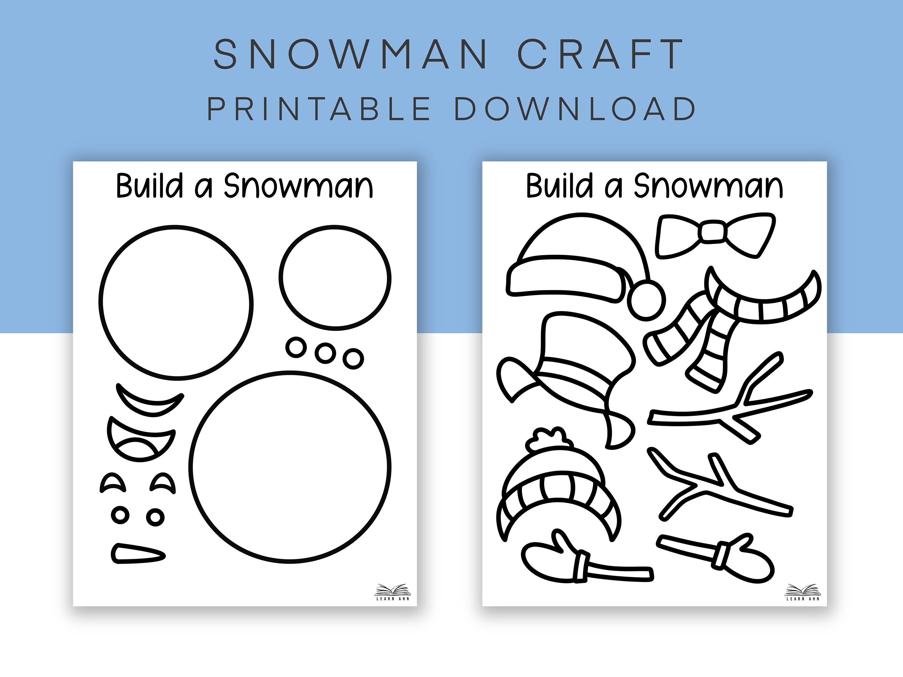 Build a Snowman Activity for Kids, Cut and Paste Winter Craft ...