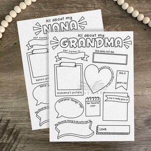 Grandparents Day Worksheet Activity All About Grandma Last - Etsy