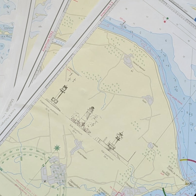 Original Nautical Charts Cut to A4 Format, Vintage Nautical Charts for ...