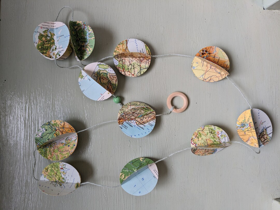 ATLAS Garland Circles Made From Old Maps as a Garland - Etsy