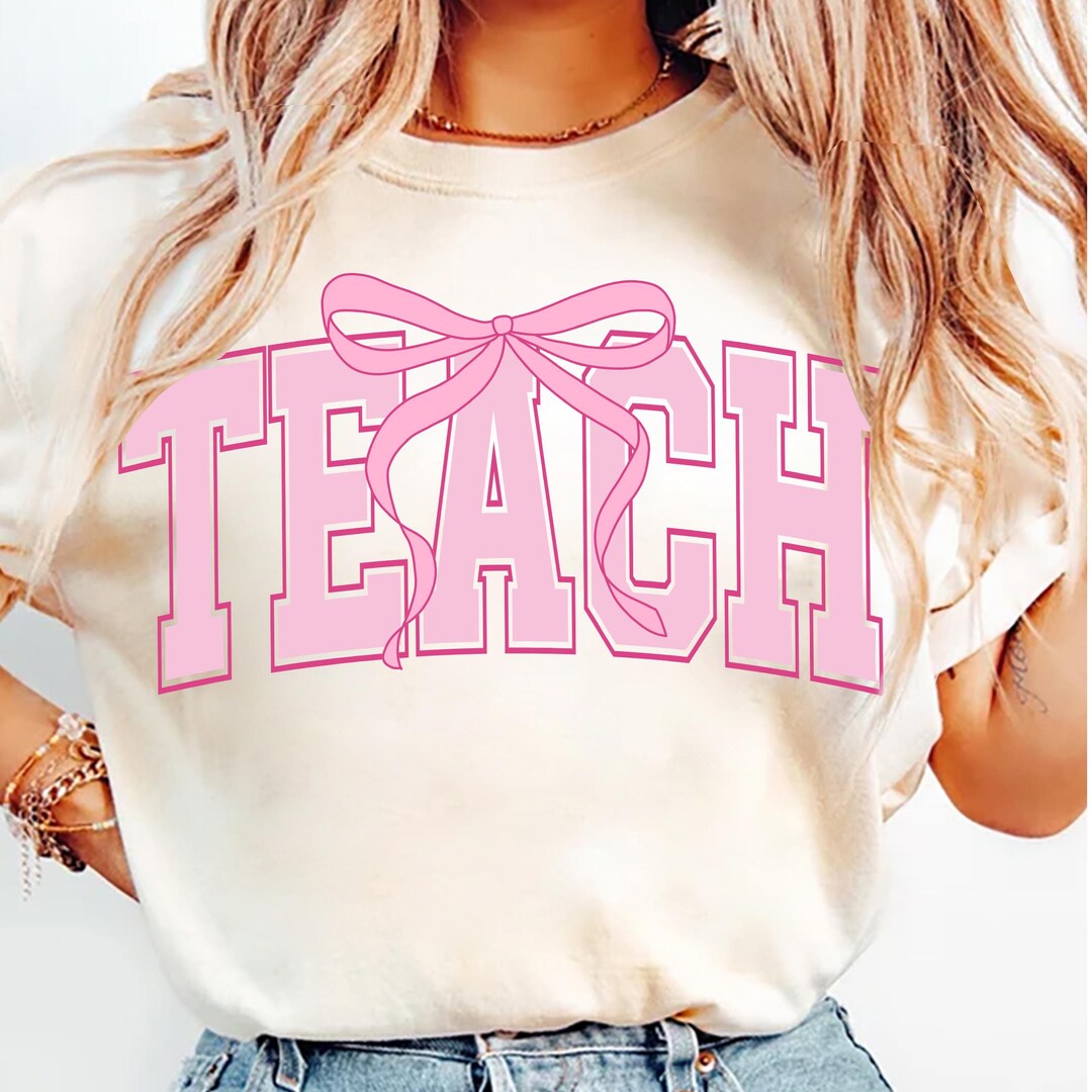 Coquette Teach PNG, Bow Teacher Png, Bows Teach PNG, Varsity Teach Png ...