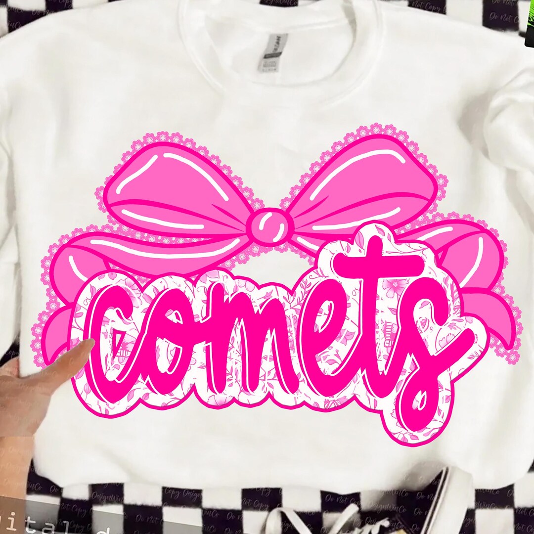 Comets Png, Comets Mascot Floral Toile Pink Water Color Coquette Bow ...