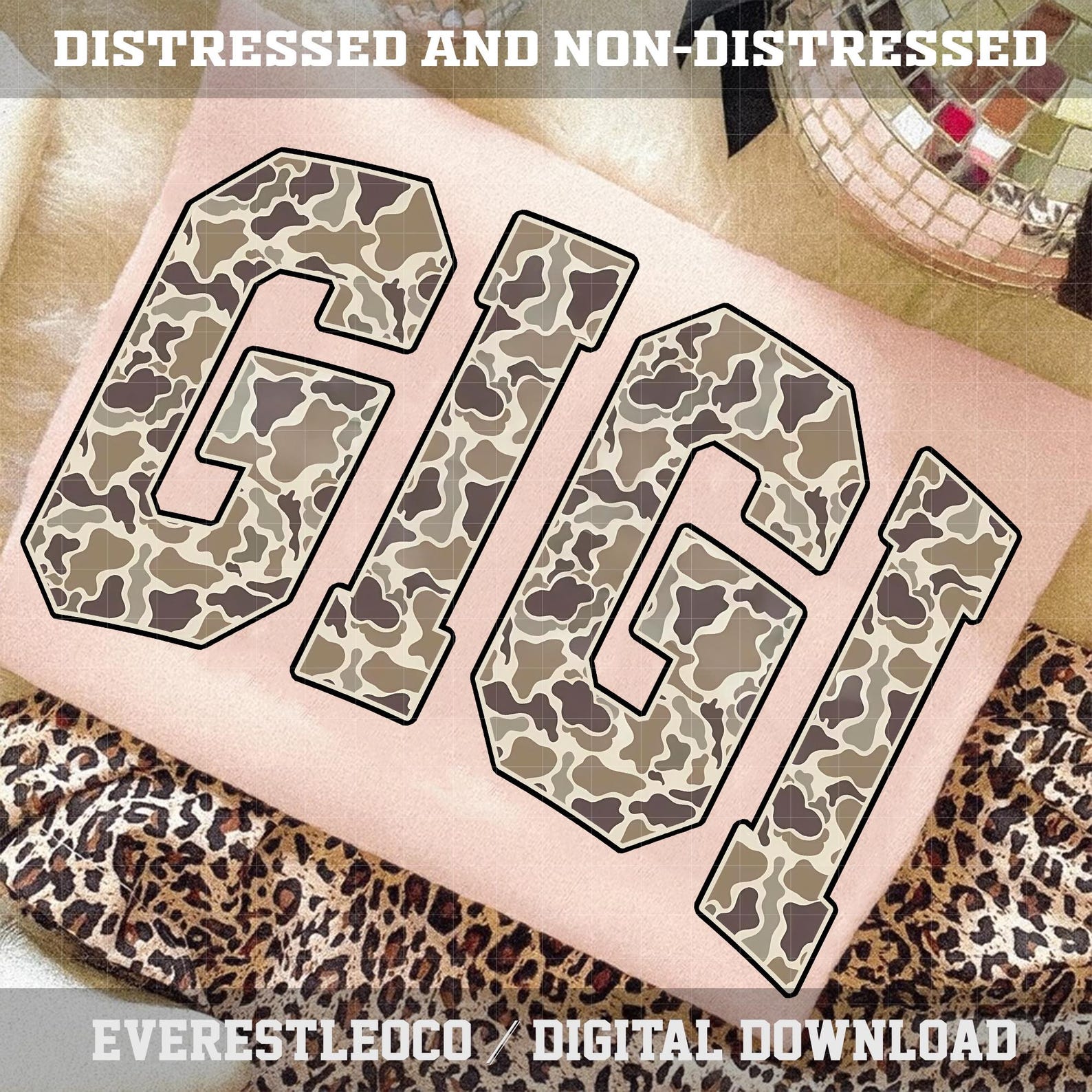 Gigi PNG Retro Camo Varsity Letters, Distressed Grandma Sublimation ...
