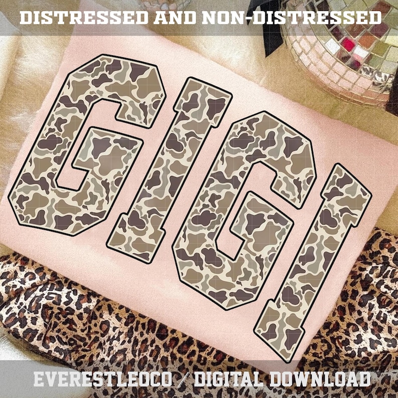 Gigi PNG Retro Camo Varsity Letters, Distressed Grandma Sublimation ...