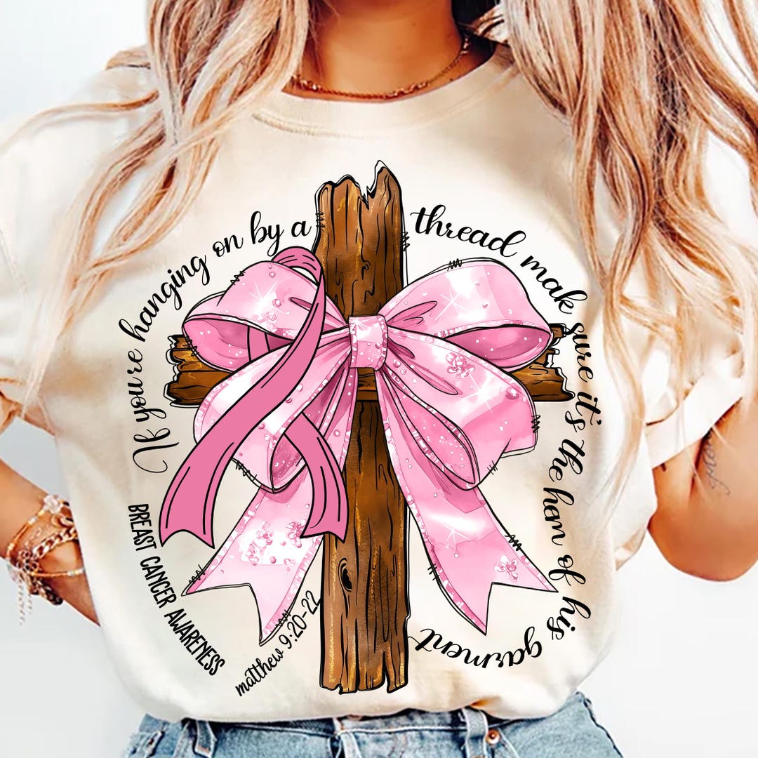 Jesus Pink Bow Cross Breast Cancer, Breast Cancer Awareness Shirt ...