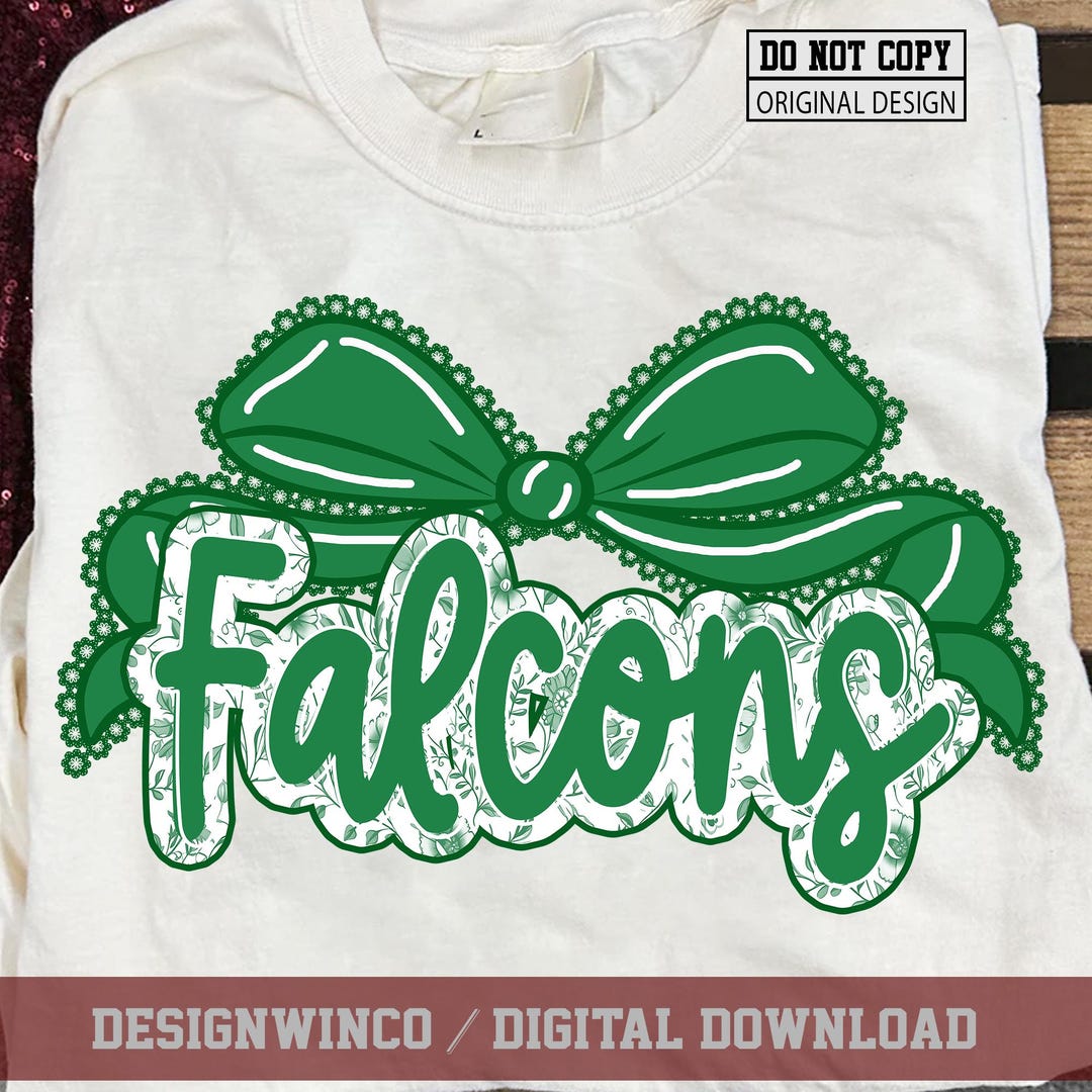 Falcons Png, Falcons Mascot Floral Toile Green Water Color Coquette Bow ...