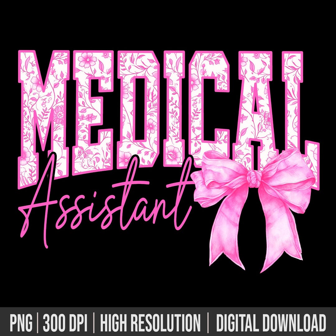 Digital Png File Medical Assistant Floral Toile Pink Water Color ...