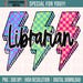 Lightning Bolt Librarian Png, Back to School Png, Neon Checkered ...