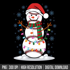 Baseball Snowman PNG Digital Download, Winter Sports Holiday Clipart ...