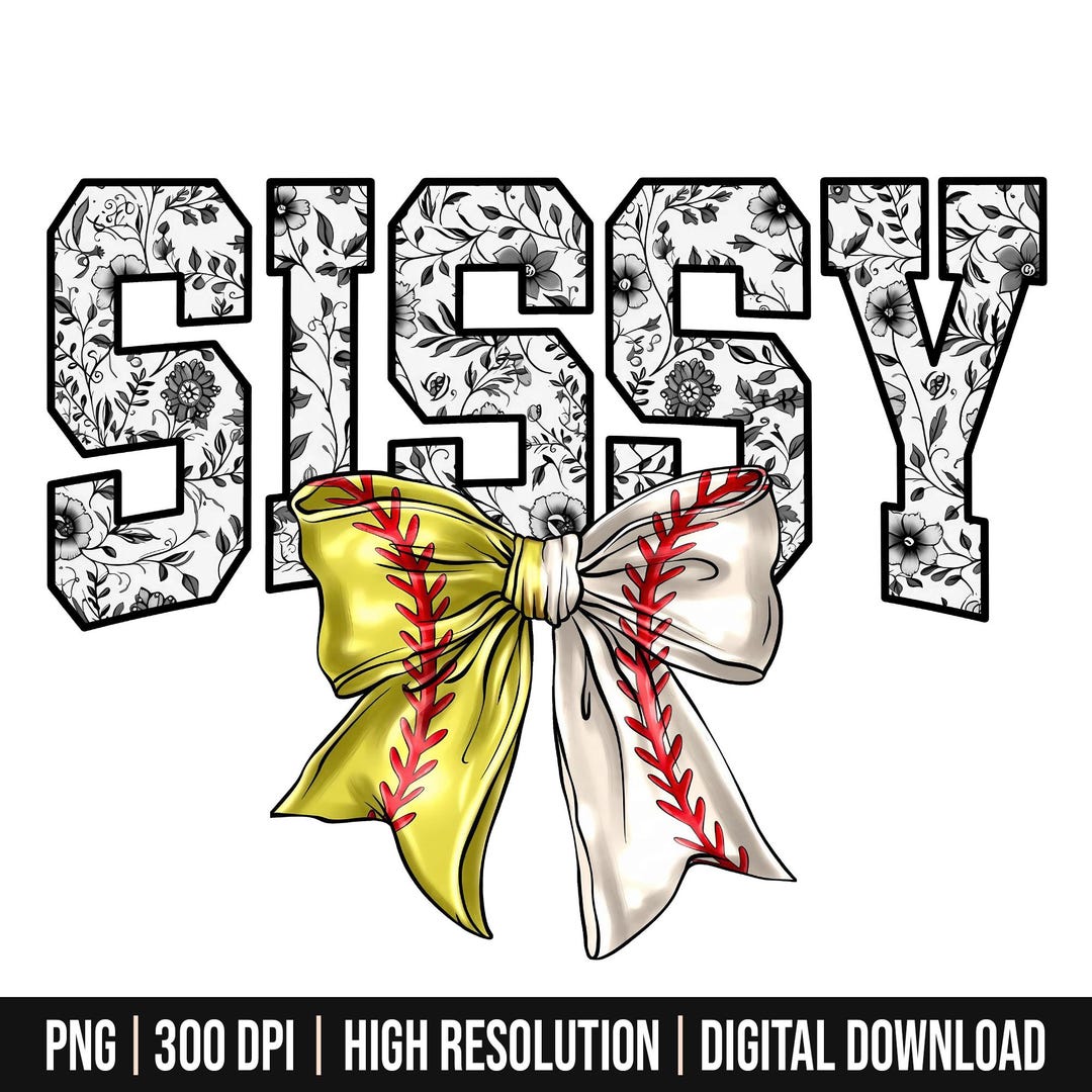Black Softball Baseball Sissy Sister Floral Toile Coquette Bow Png, Game Day Softball Baseball ...