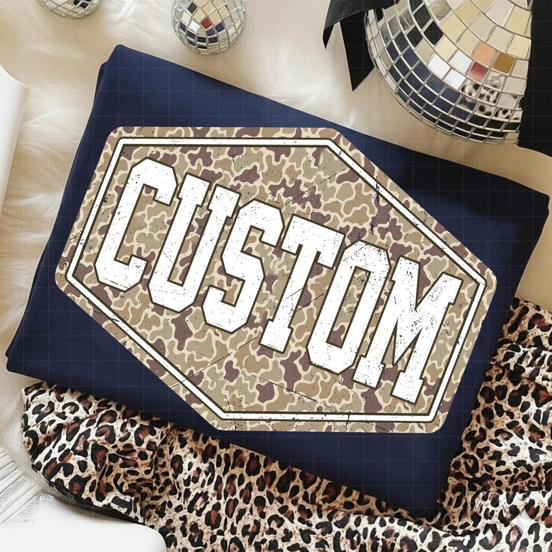 Custom Mascot PNG, Retro Camo Distressed Badge PNG, Personalized Team ...