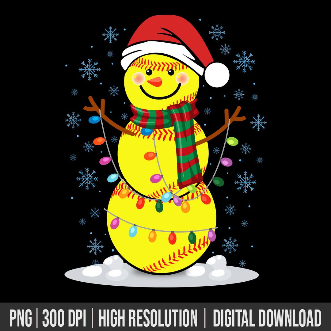 Softball Snowman PNG Digital Download, Winter Sports Holiday Clipart ...