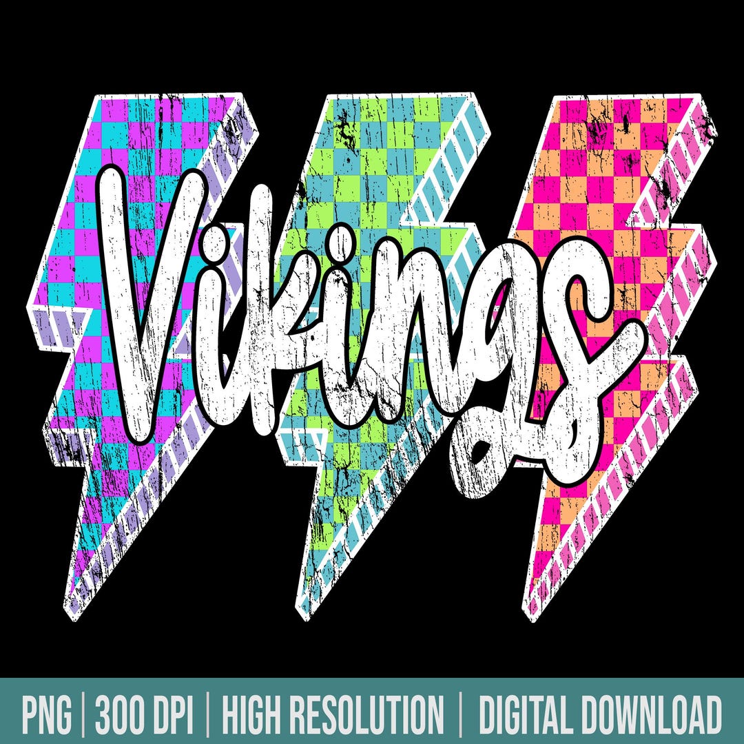 Vikings Mascot Png Lightning Bolt Checkered Png Retro Vikings ...