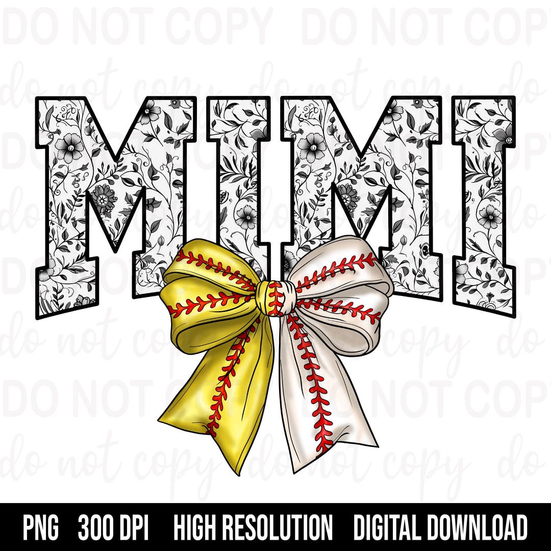 Black Softball Baseball Mimi Floral Toile Png, Game Day Softball ...