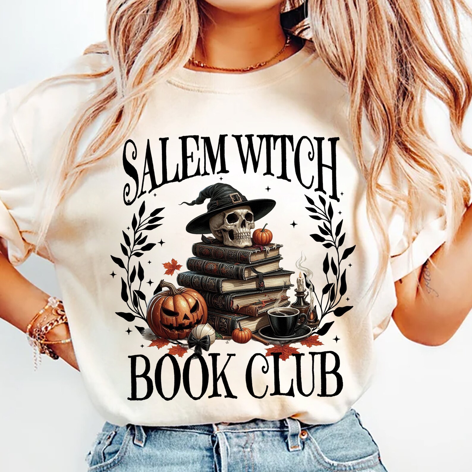 Salem Witch Book Club Halloween Png, Spooky Season Png, Retro Halloween ...
