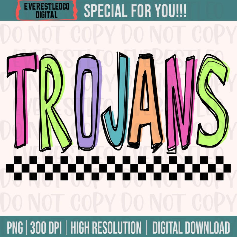 Trojans Png, Colorful Trojans Mascot Checkered, Retro Trojans ...